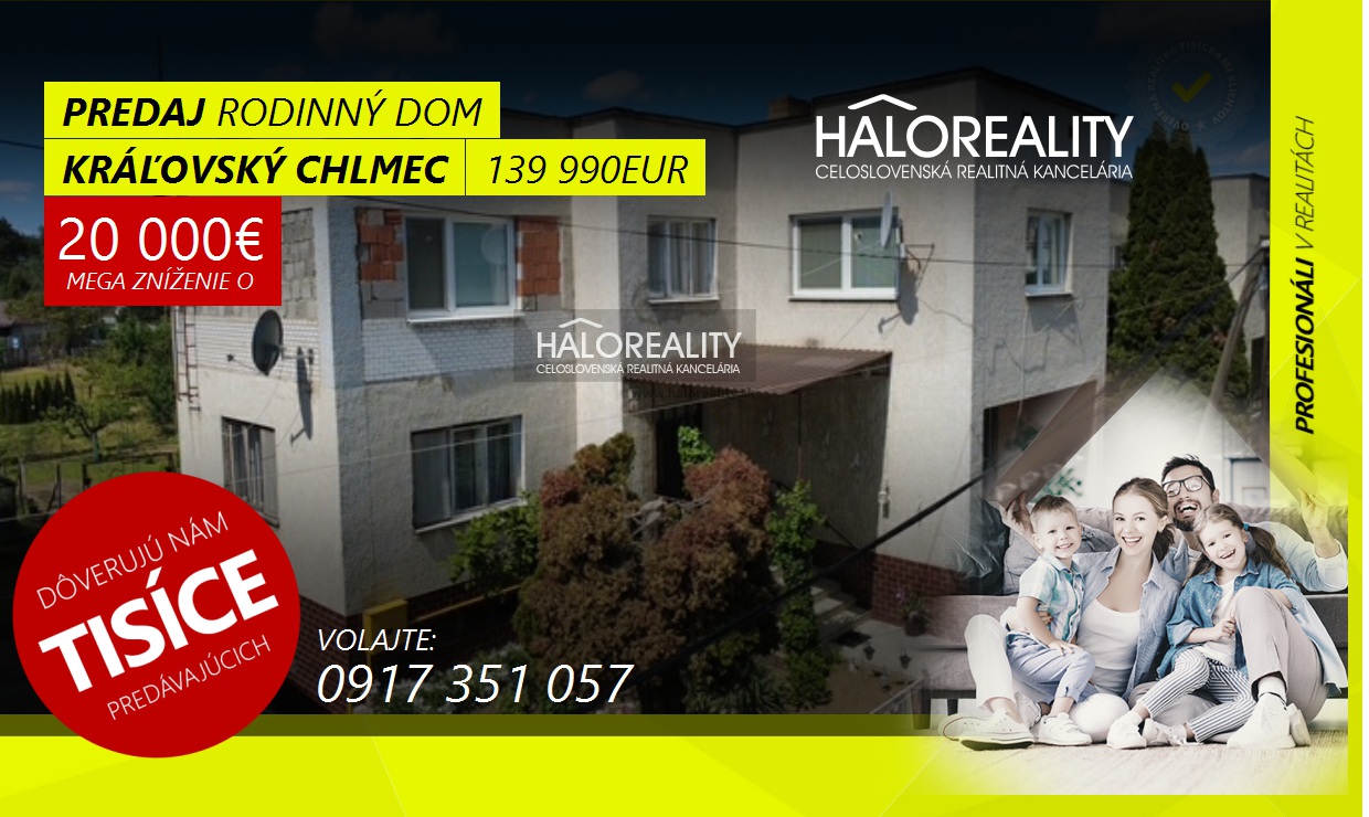 Predaj, rodinný dom Kráľovský Chlmec - ZNÍŽENÁ CENA - EXKLUZÍVNE HALO ...